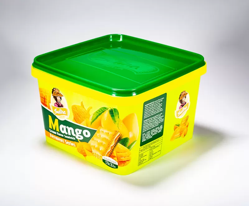 2.5L IML Plastic biscuit bucket square shape Supply